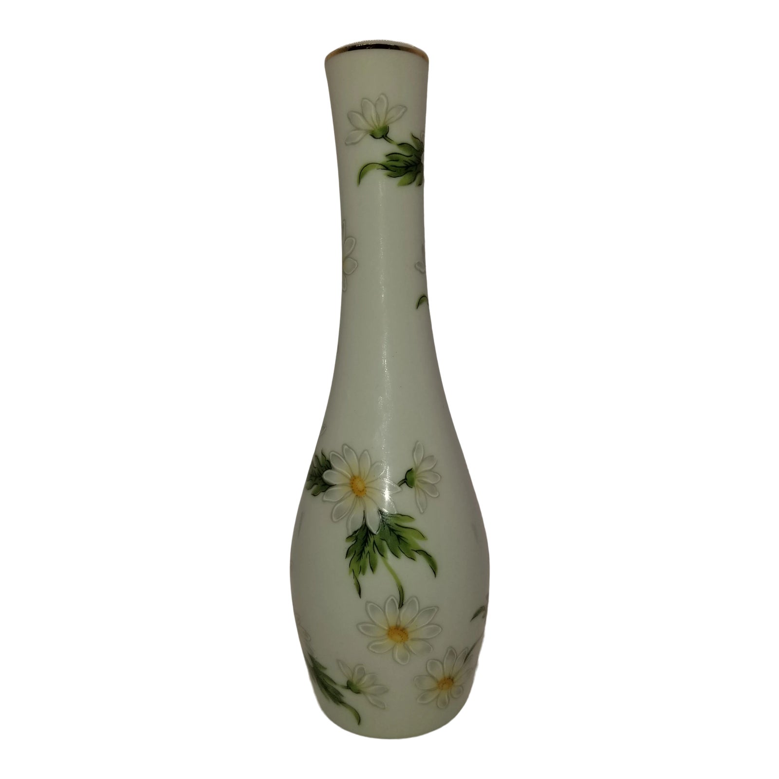 Vintage Lefton Porcelain Daisy Pattern Bud Vase With Gold Trim # 2461 ...
