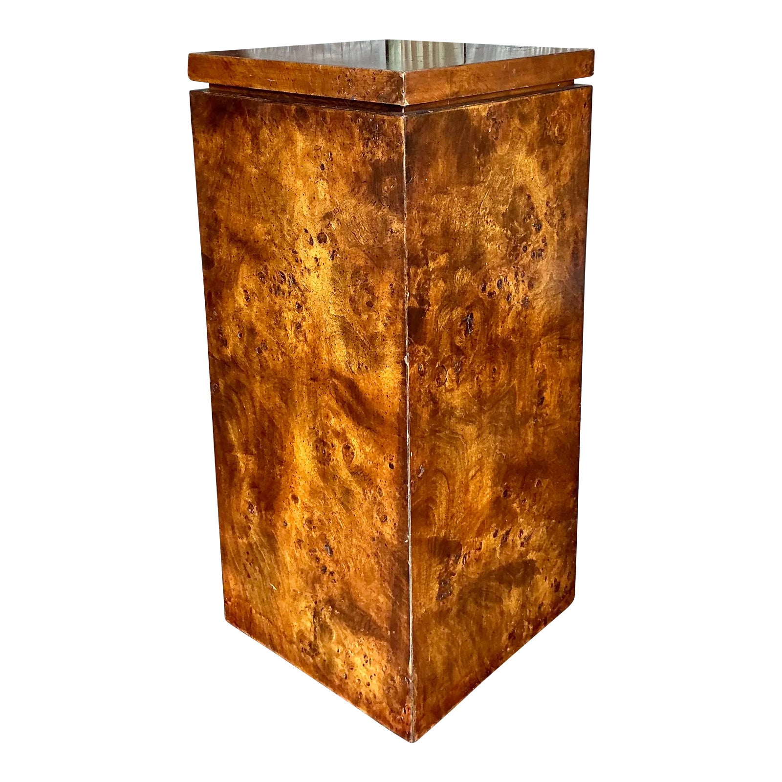 Vintage Boho Burl Wood Pedestal | Chairish