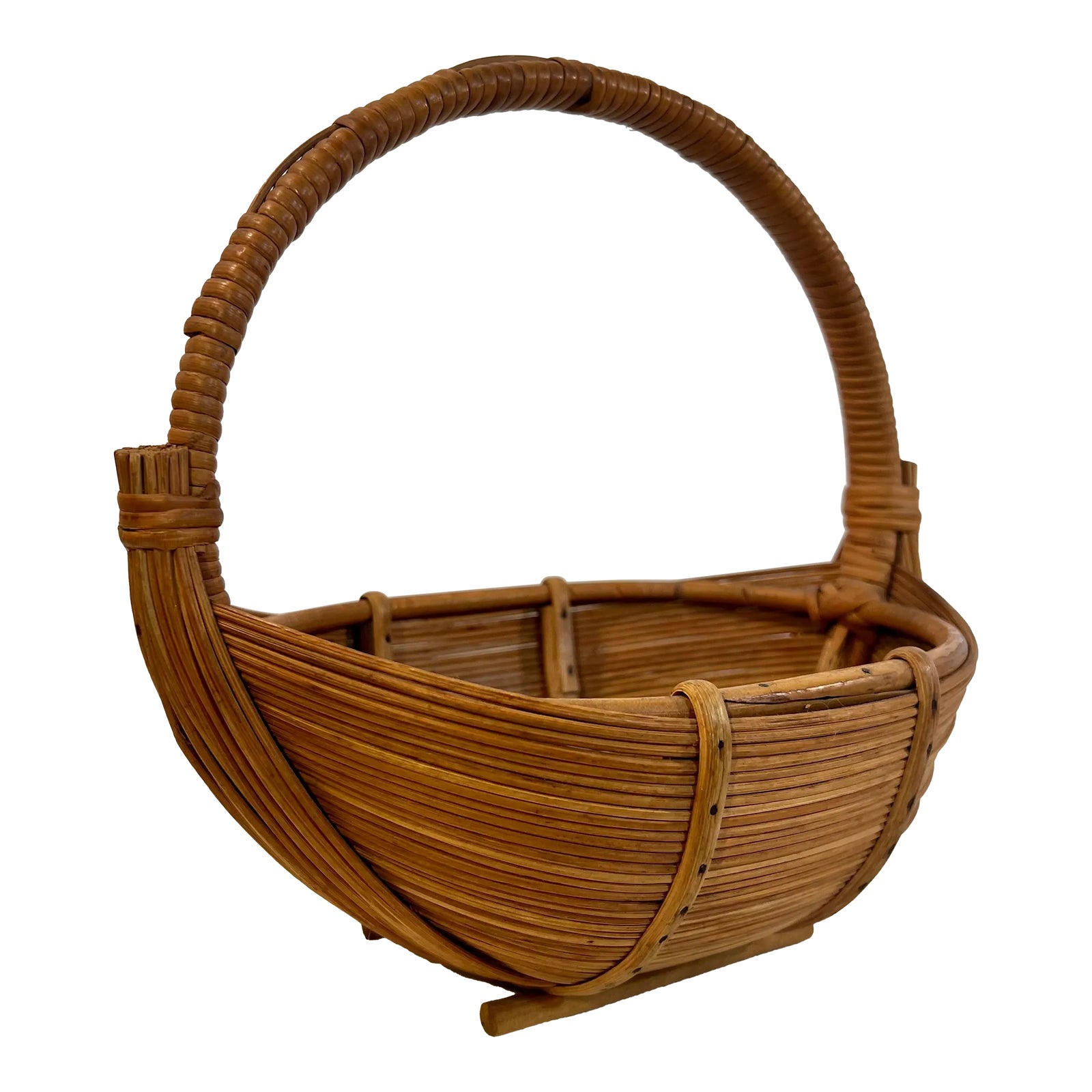 Vintage Late 20th Century BoHo Chic Handmade Bamboo and Rattan Boat ...