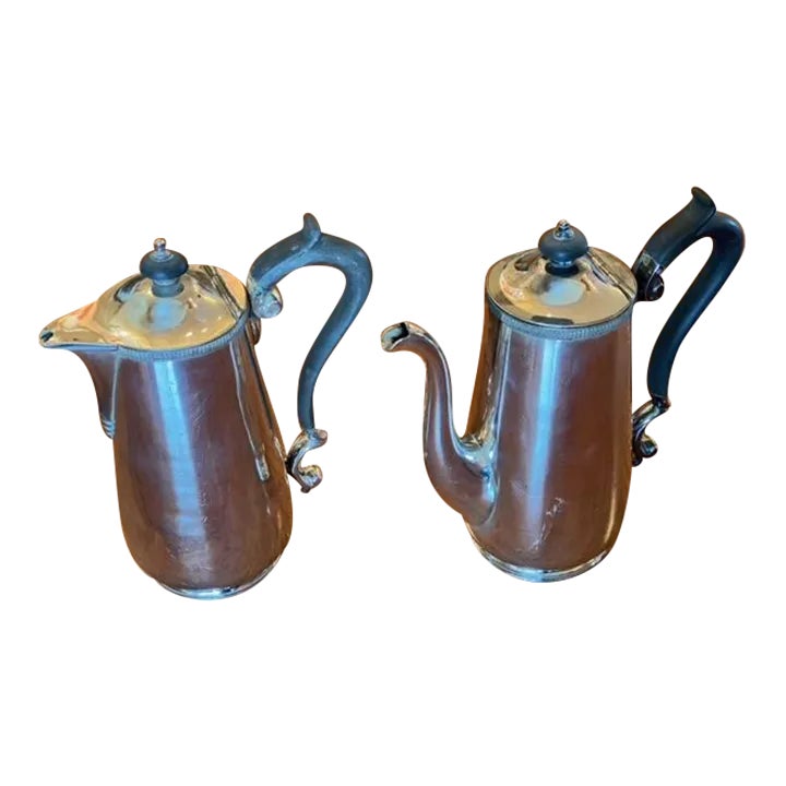 Antique Matching Tall Silver Coffee and Mocha Serving Pitchers With ...