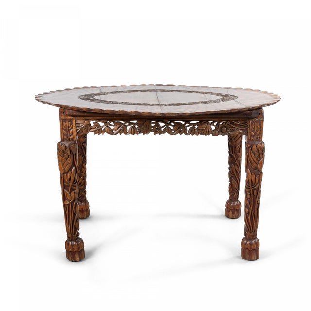 Asian Burmese Style Walnut Dining Table | Chairish