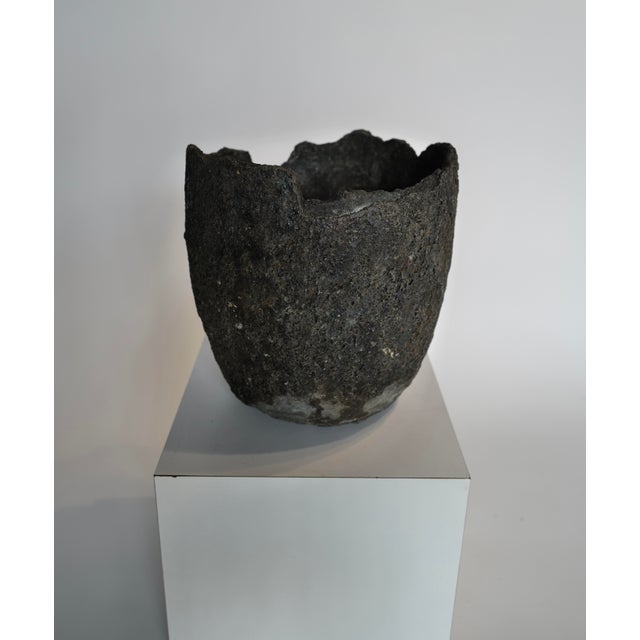 Vintage Brutalist Crucible Vessel Pot Planter | Chairish