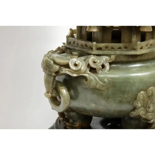 Chinese Green Translucent Jade Carved Pagoda Censer, 19th Century ...