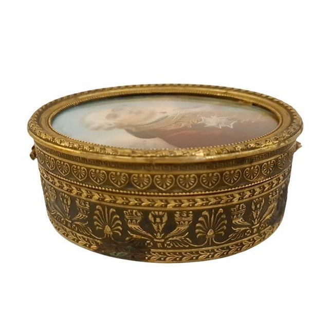 Early 19th Century Portrait of King Louis Antique Jewelry Box, Painted ...