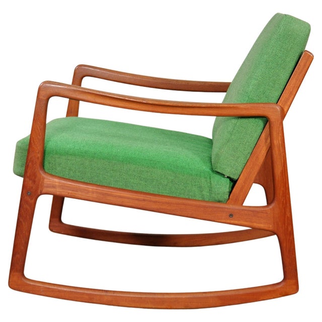 1960s Ole Wanscher Teak Green Rocking Chair for France and Son | Chairish
