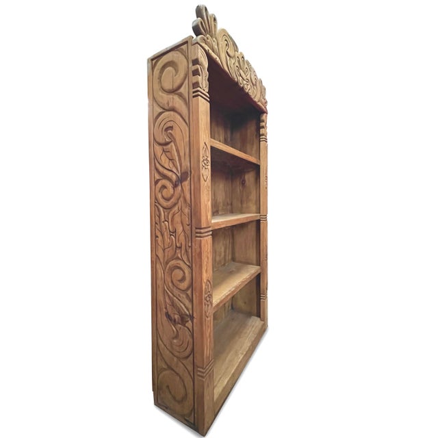 Vintage Hand Carved Folk Art Bookcases | Chairish