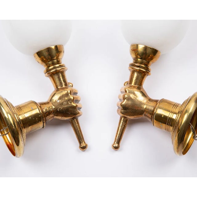 Pair of 1960s Maison Jansen Wall Sconces Hands Holding Torches | Chairish