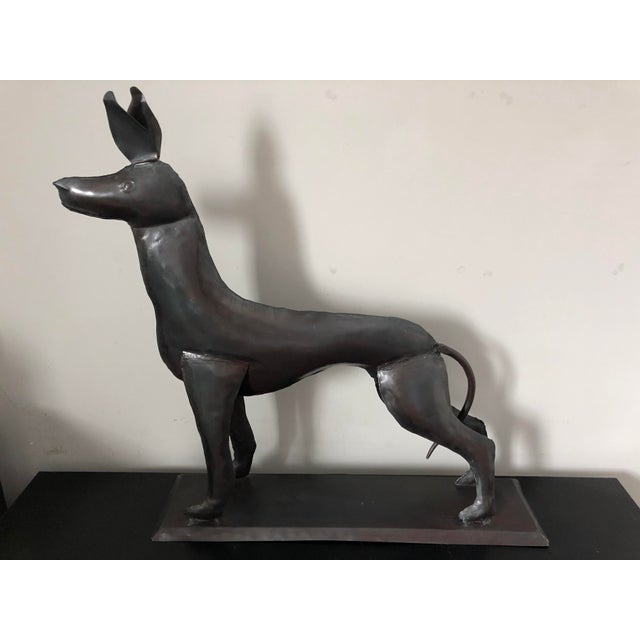 Late 20th Century Metal Whippet Dog Sculpture | Chairish