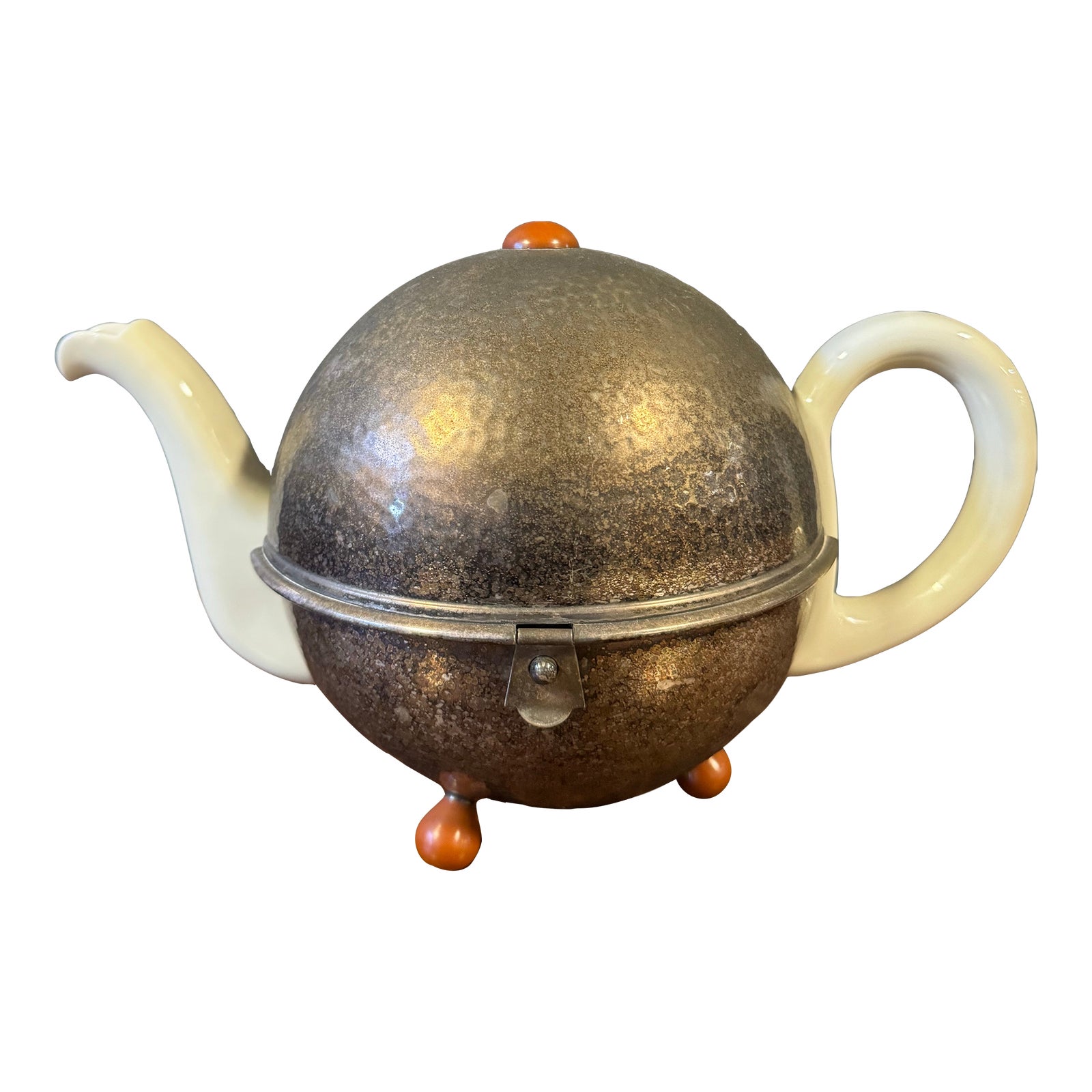 1940s Art Deco German Cream White Porcelain Special Teapot With Silver ...