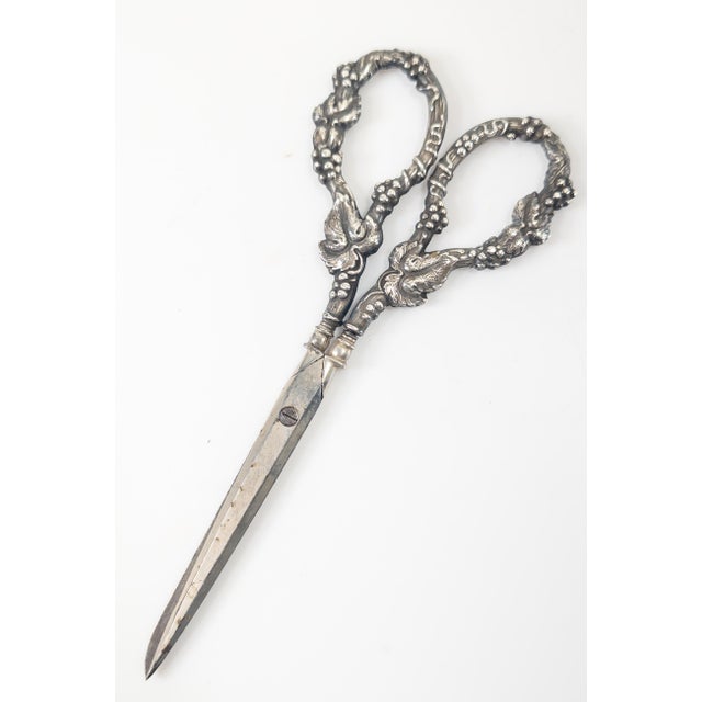 Early 20th Century Steel Scissors With 800 Silver Grape Motif Handles ...