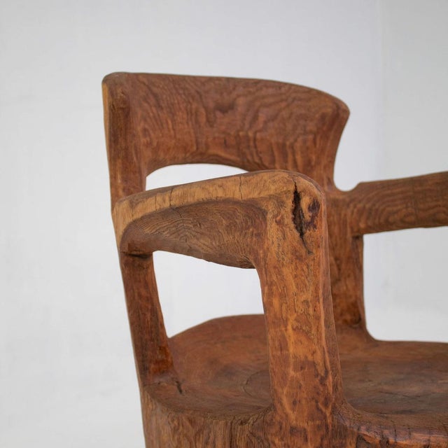 Sculptural Wood Hand-Carved Chair | Chairish