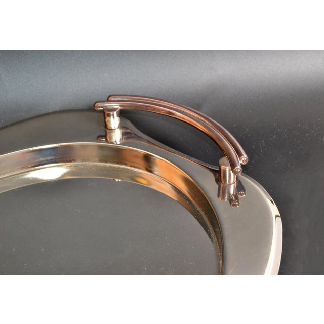 Art Deco Polished Steel & Silver Serveware Platter Barware Serving Tray ...