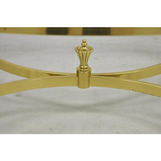 Vintage Brass Hollywood Regency Oval Glass Top Cabriole Leg Coffee ...