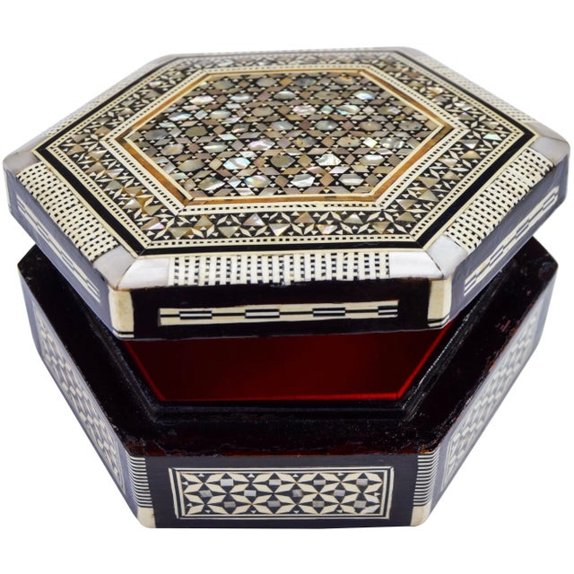 Diamond-Patterned Box W/ Pearl Inlay | Chairish