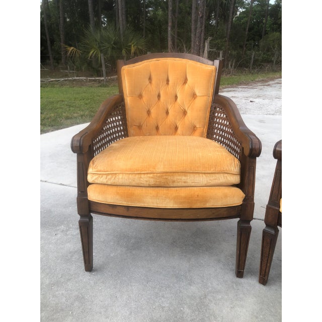 Vintage Hollywood Regency Art Deco Ethan Allen Cane Side Chairs With ...