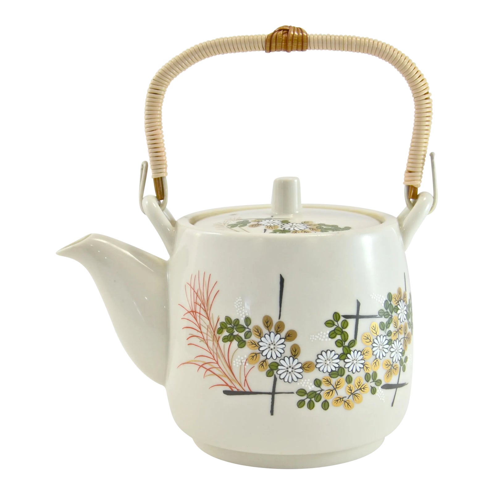 Japanese Floral Ceramic Teapot | Chairish