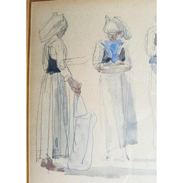 Eugene Boudin Watercolor Painting, Women in Brittany, 1870, Framed ...