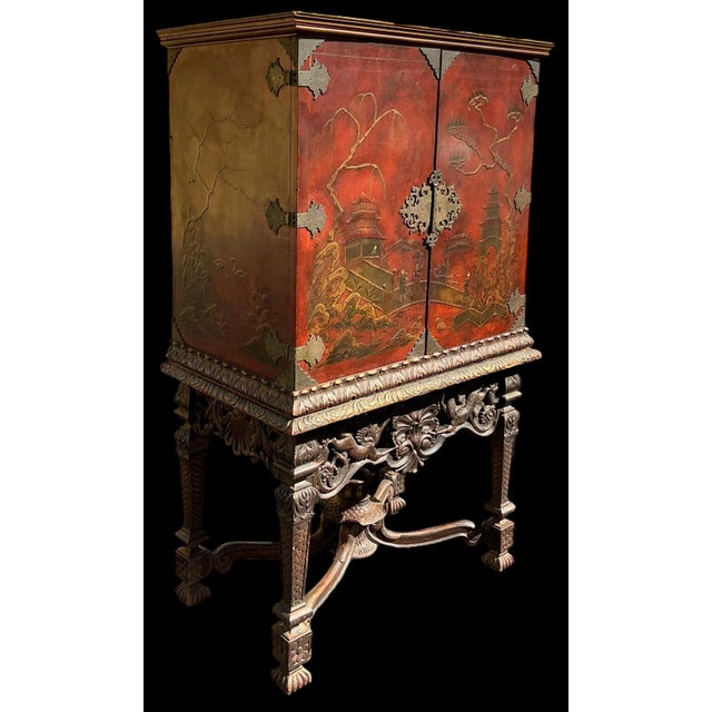 Early Georgian Style Chinoiserie Cabinet / Secretary Desk W/ Carved ...