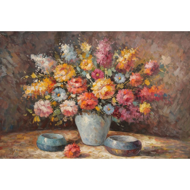 Impressionist Painted Floral Still Life, Signed 'T. Denver' | Chairish