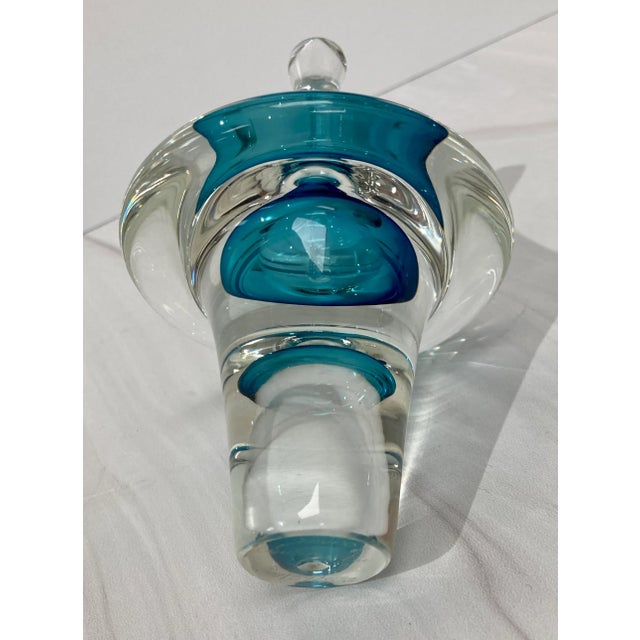 Vintage Young & Constantin Signed Art Glass Aqua Perfume Bottle | Chairish