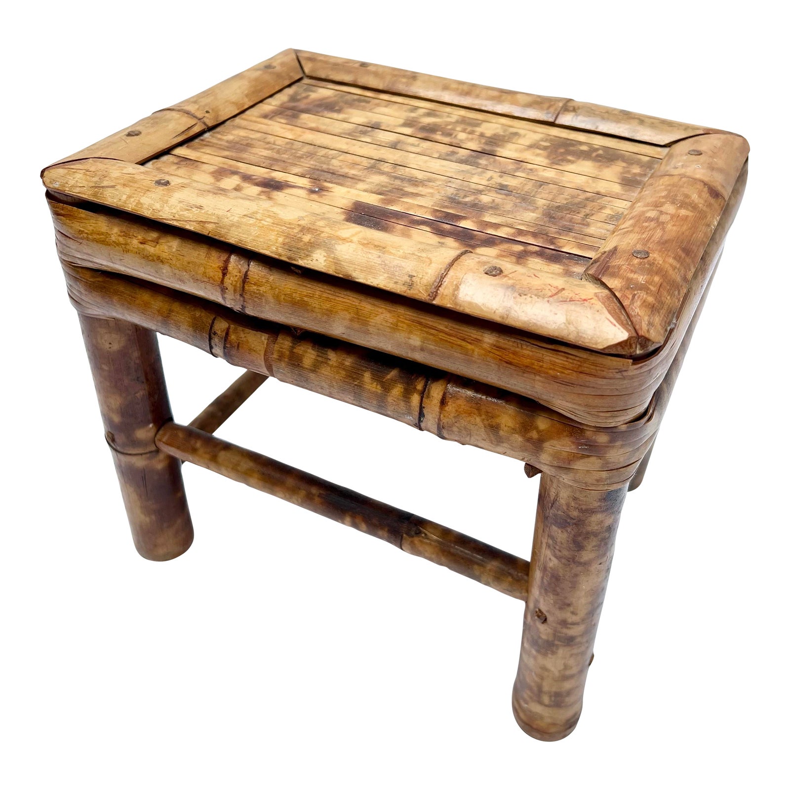 Burnt Tortoise Rattan Bamboo Plant Stand | Chairish