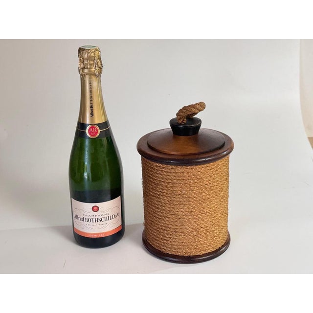 Rounded Wood and Rope Box, France, 1960s | Chairish