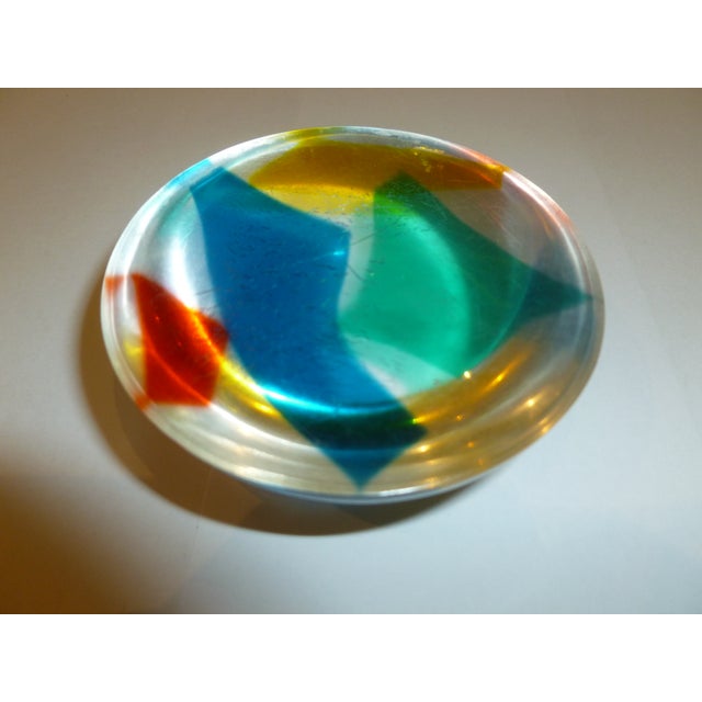 1980s Small Norman Mercer Lucite Colored Paperweight | Chairish