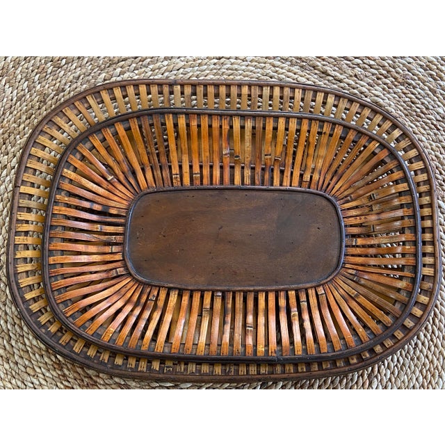 Organic Modern Split Reed Bamboo Basket Trays ~ Set of 2 | Chairish