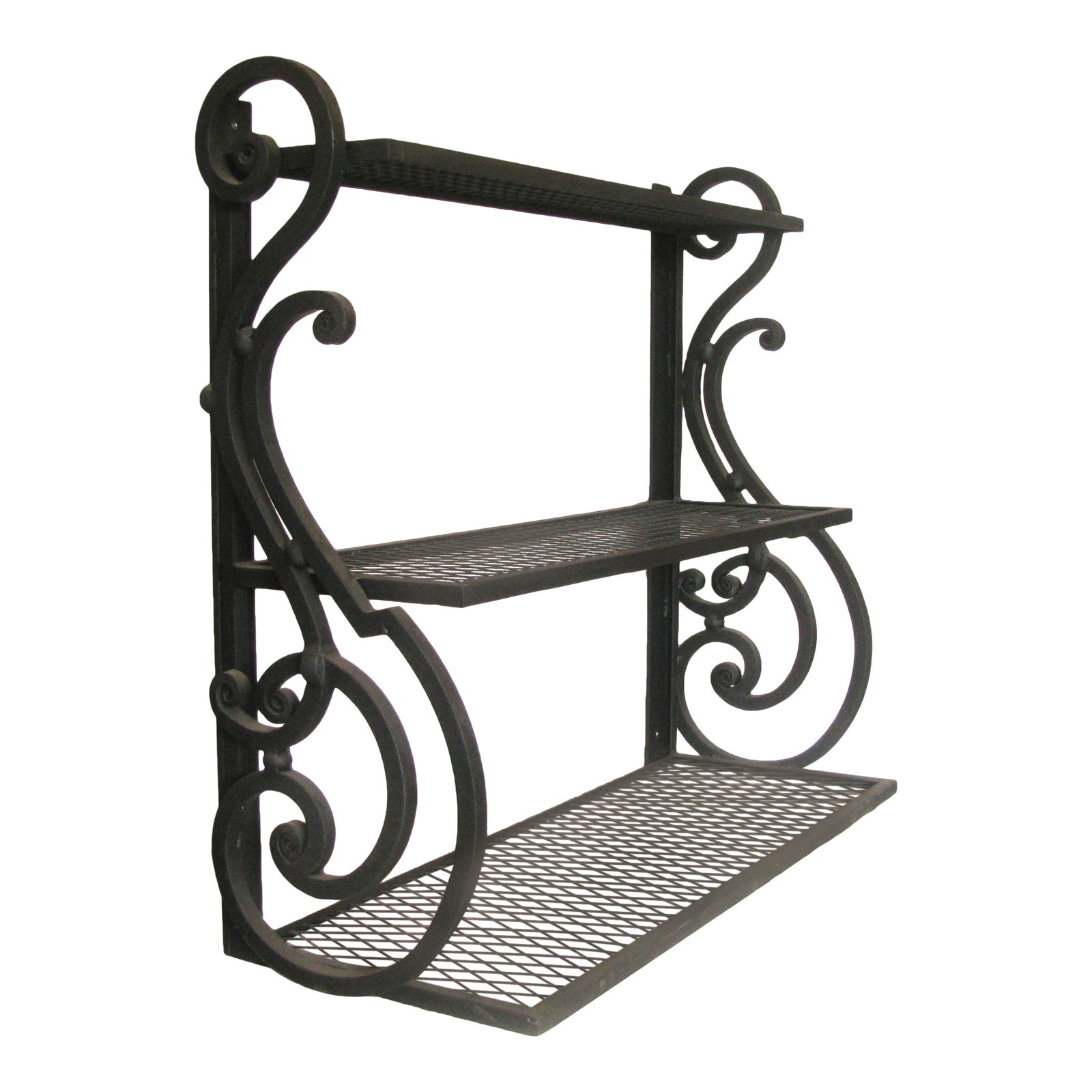 Custom French Black Iron Wall Shelf | Chairish