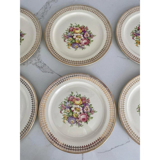 Mid 20th Century 22k Gold China Plates- Set of 6 | Chairish
