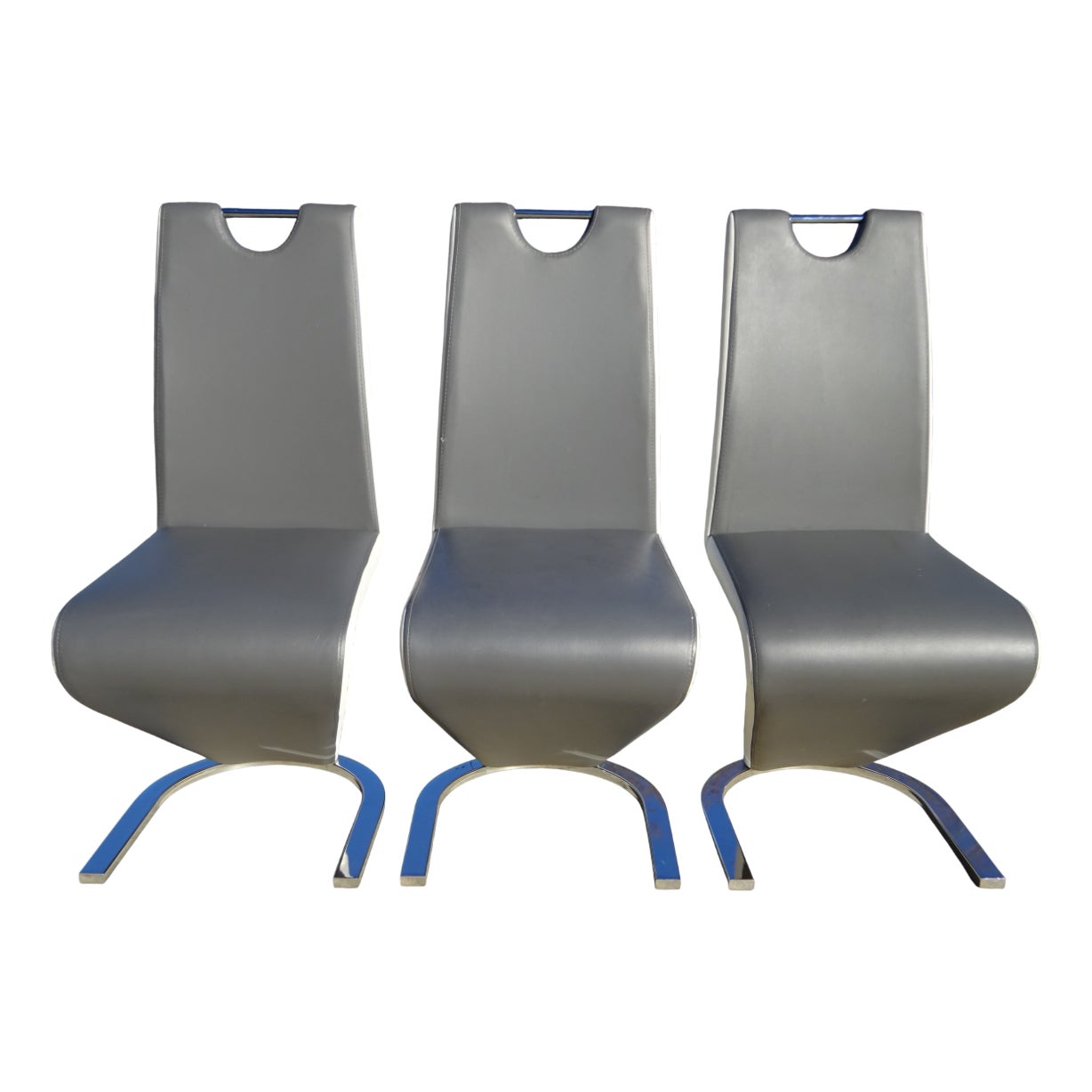 Chrome Base Zig Zag Chairs, 2000s, Set of 3 | Chairish