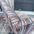 Reupholstered Striped Wing Chair With Feather Cushion | Chairish