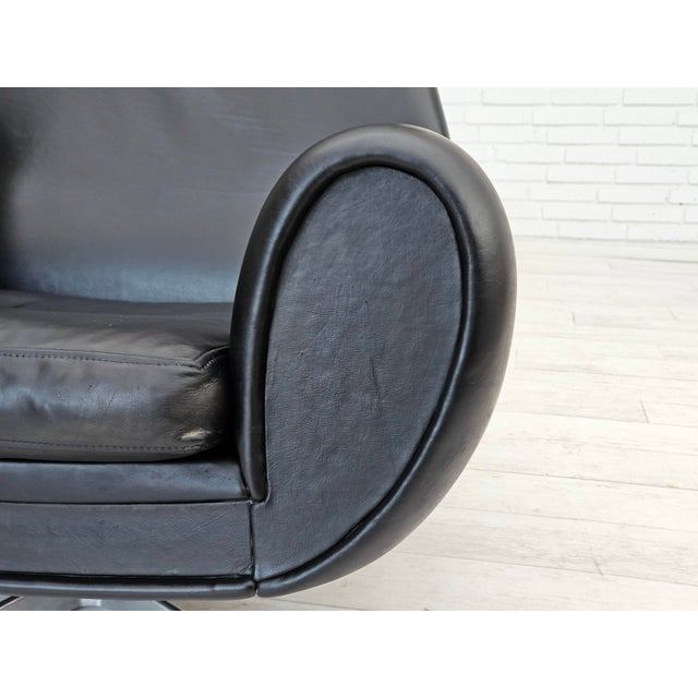 1960s, Danish Swivel Chair, Original Condition, Leather, Cast Aluminium ...