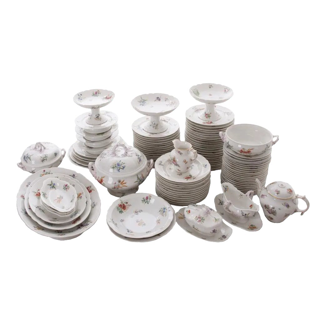French 19th Century Floral Dinner Service - 102 Pieces | Chairish