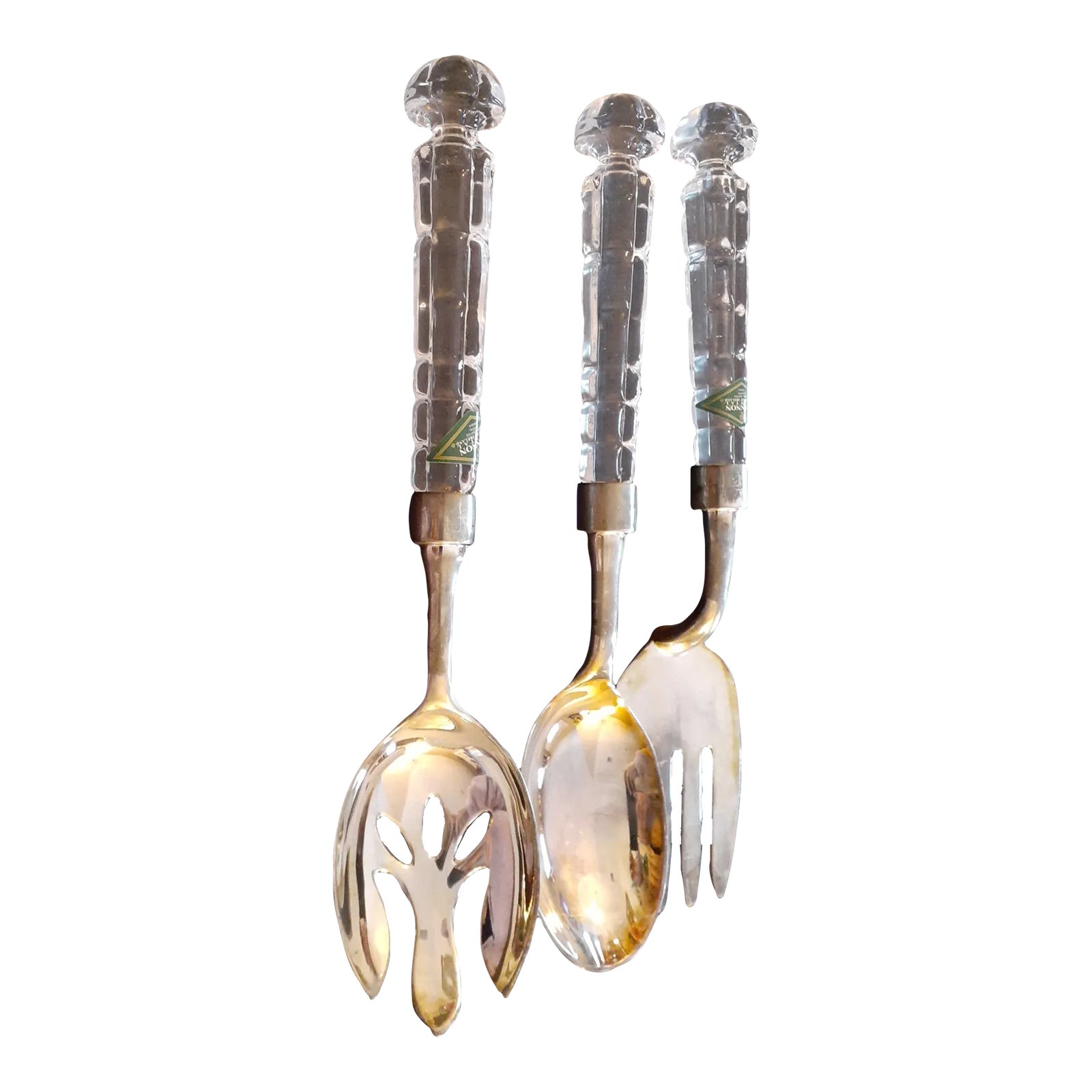Vintage Shannon Crystal Handle Silverplated Serveware Set- 3 Pieces ...