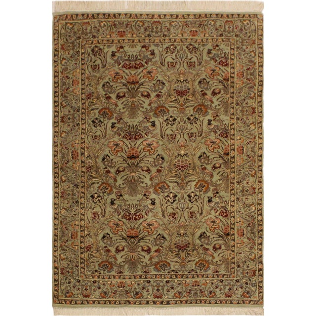 1980s Shabby Chic Heritage Lt. Green/Rust Wool Rug - 4'0 X 6'1 | Chairish