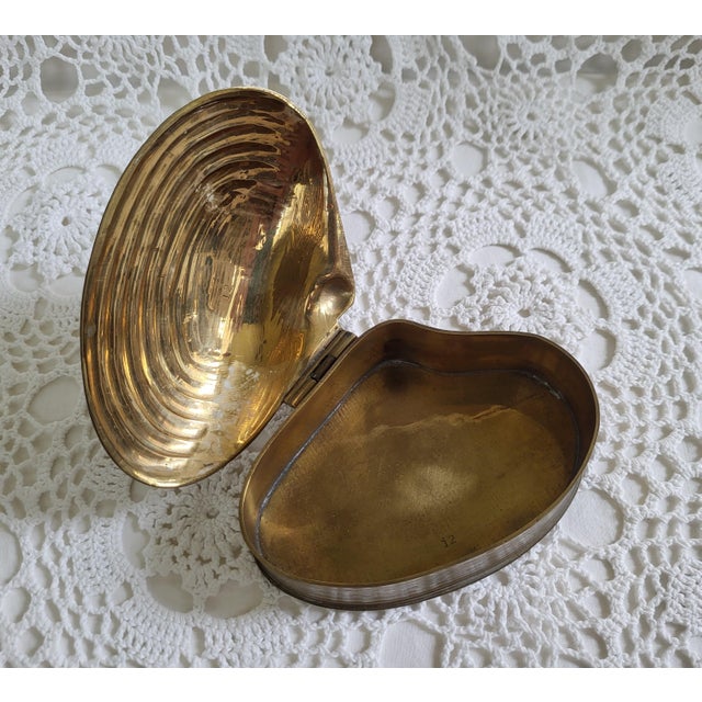 1980s Brass Shell Trinket Jewelry Box | Chairish