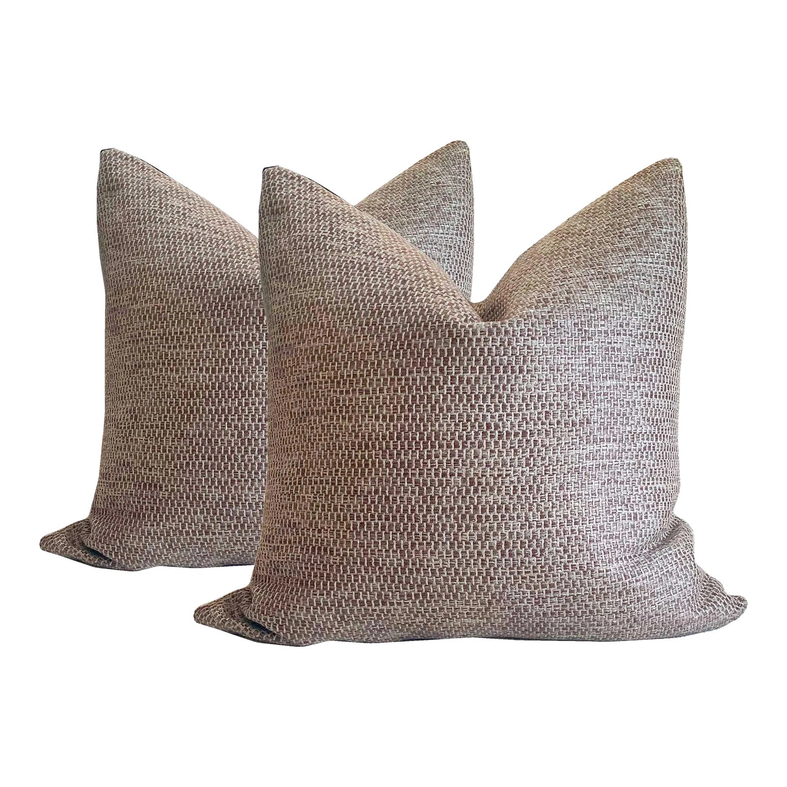 Brown Raffia Pillows - a Pair | Chairish