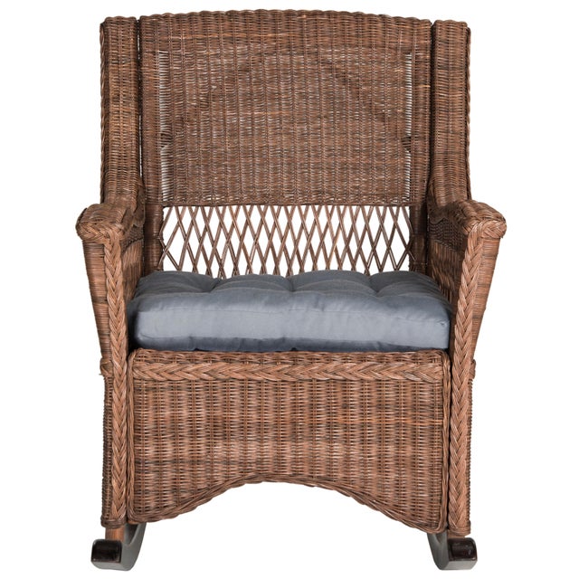 April Wicker Rocking Chair in Brown | Chairish