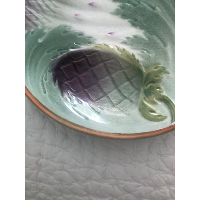 1930s Majolica St. Amand Art Nouveau French Asparagus/Artichoke Plates ...