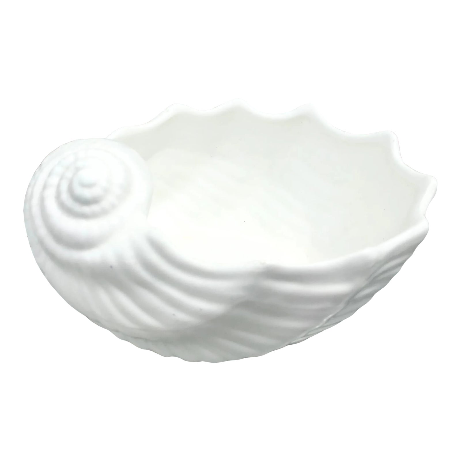 Faux Seashell White Ceramic Bowl | Chairish