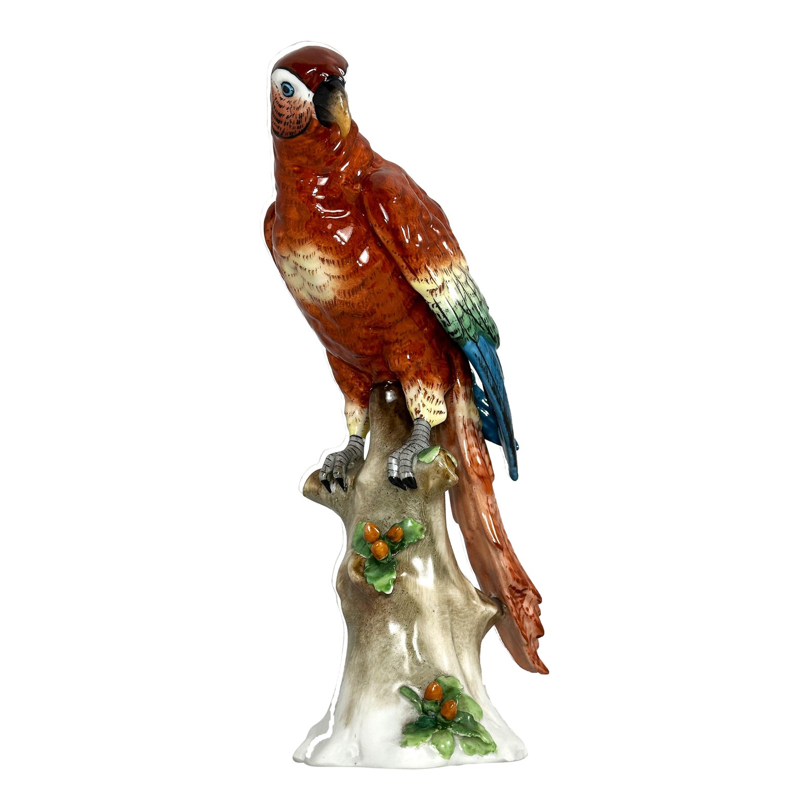 Antique Early 1900s Sitzendorf Porcelain, Colorful Rococo Style Parrot ...