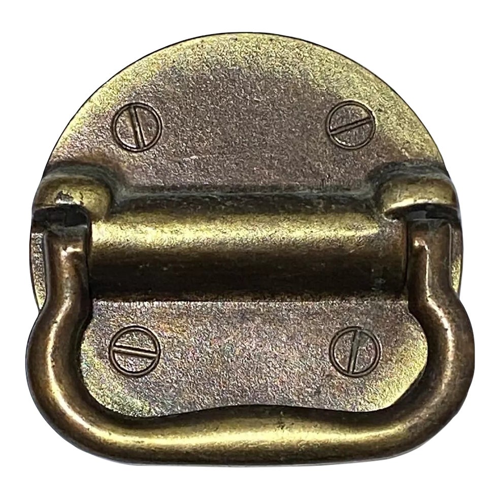 Vintage Trunk Drop Handle Round Back Plate Hardware Solid Brass | Chairish