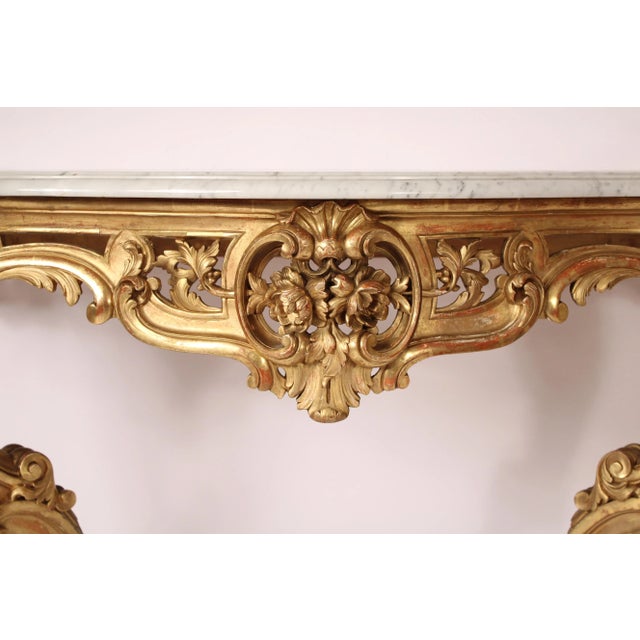 Antique Louis XV Style Gilt Wood (Gold Leaf) Console Table | Chairish