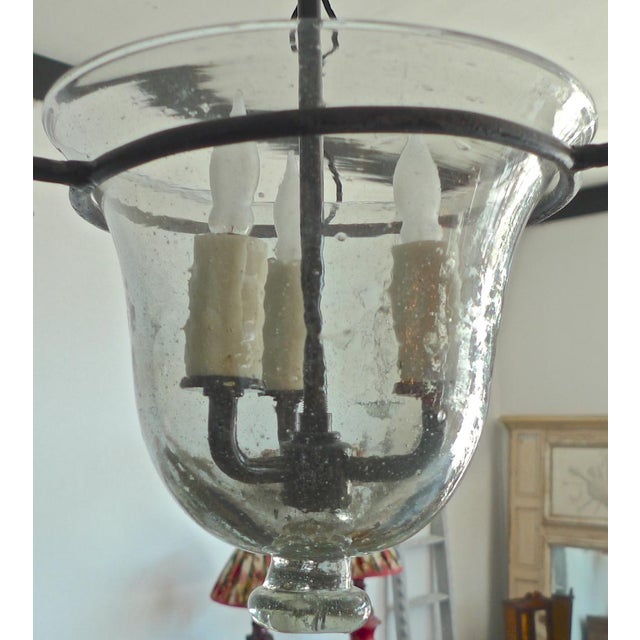 Small Vintage French Glass Bell Jar Pendant With Contemporary Wrought ...
