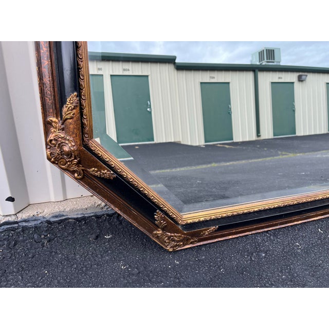 1980s Carolina Mirror Company Octagonal Black and Gold Beveled Glass ...