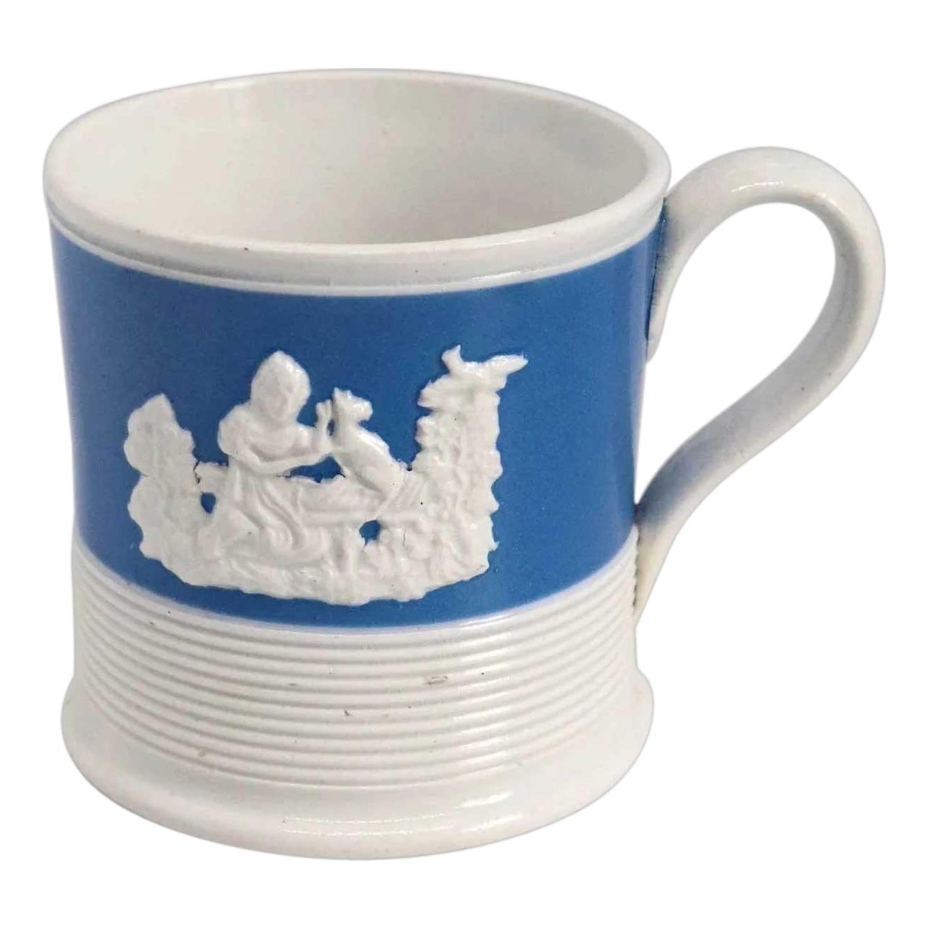 Small English Victorian Pottery Jasperware Type Mug / Can | Chairish