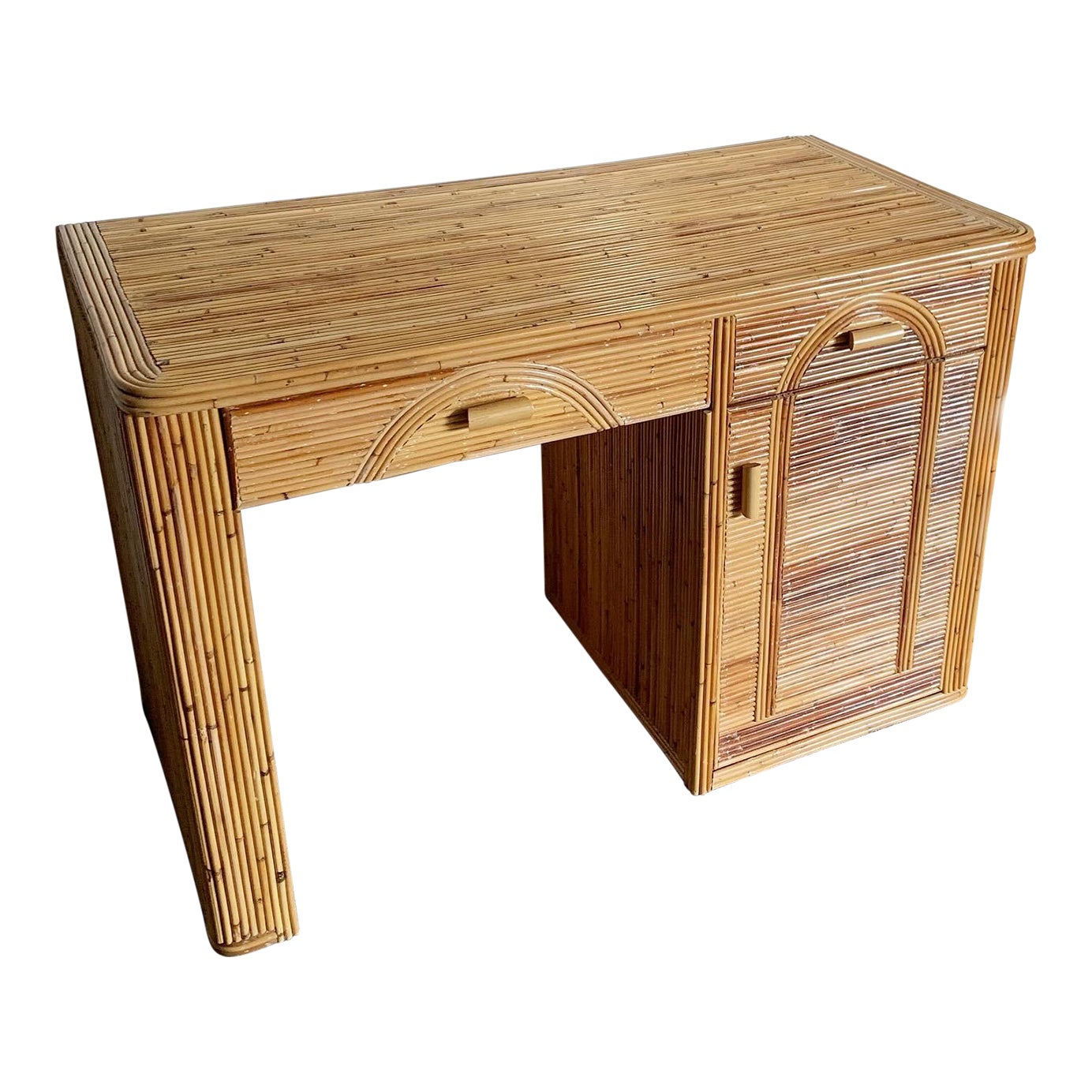 Boho Chic Pencil Reed Writing Desk Styled After Gabriella Crespi | Chairish