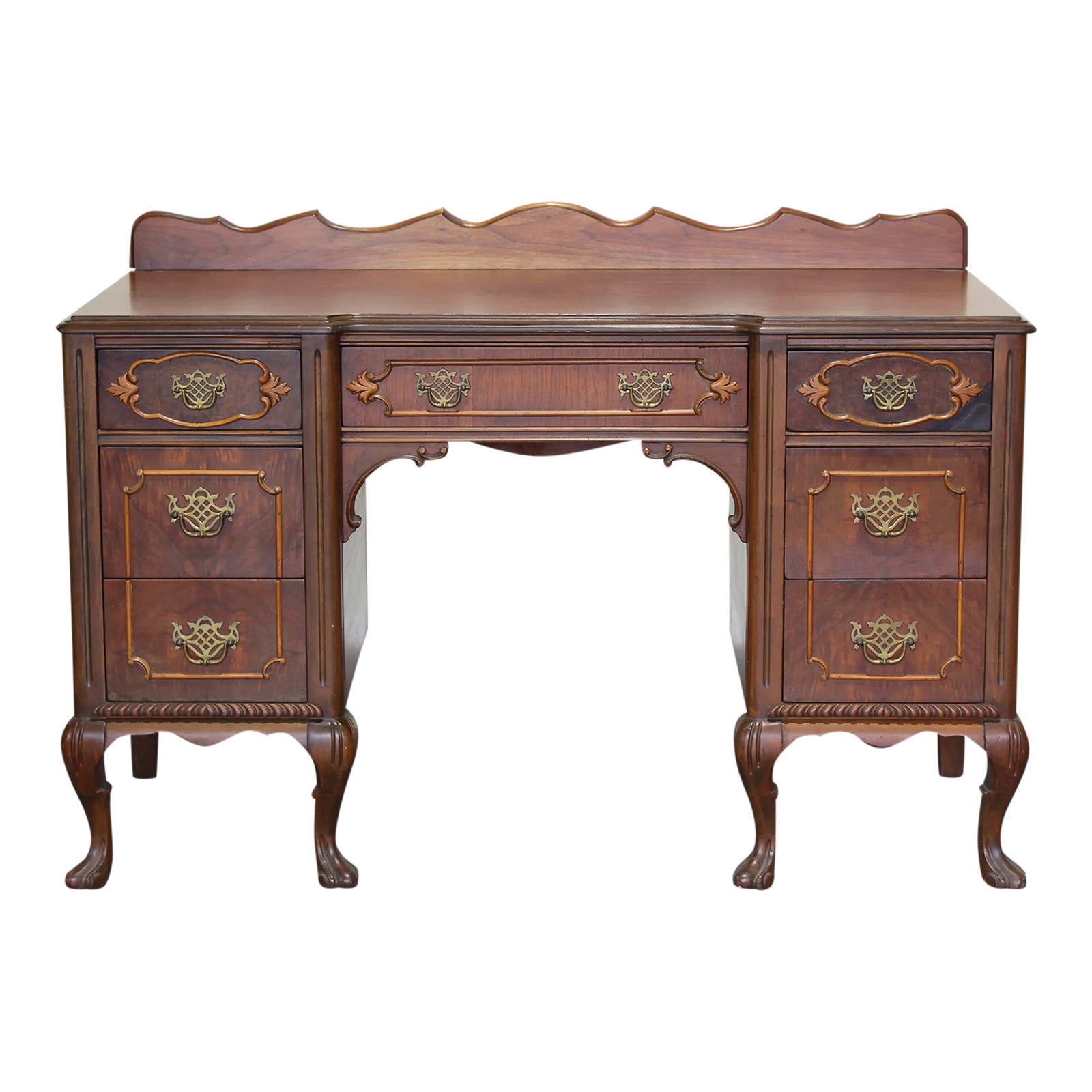 Vintage Georgian Style Walnut Desk | Chairish