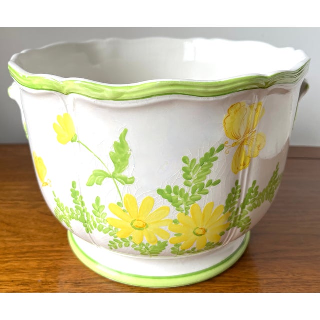 Vintage Italian Hand-Painted Large Cachepot | Chairish